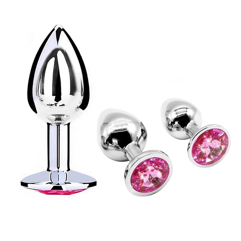 3 Sizes of Stainless Steel Universal Suction Cup Realistic Classic Dick Plug Double Headed (Pink) for Men and Women
