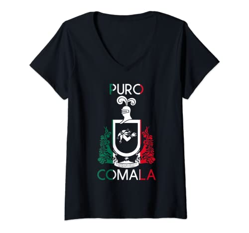 Womens Comala Colima Estado De Mexico Escudo Eagle Aguila V-Neck T-Shirt