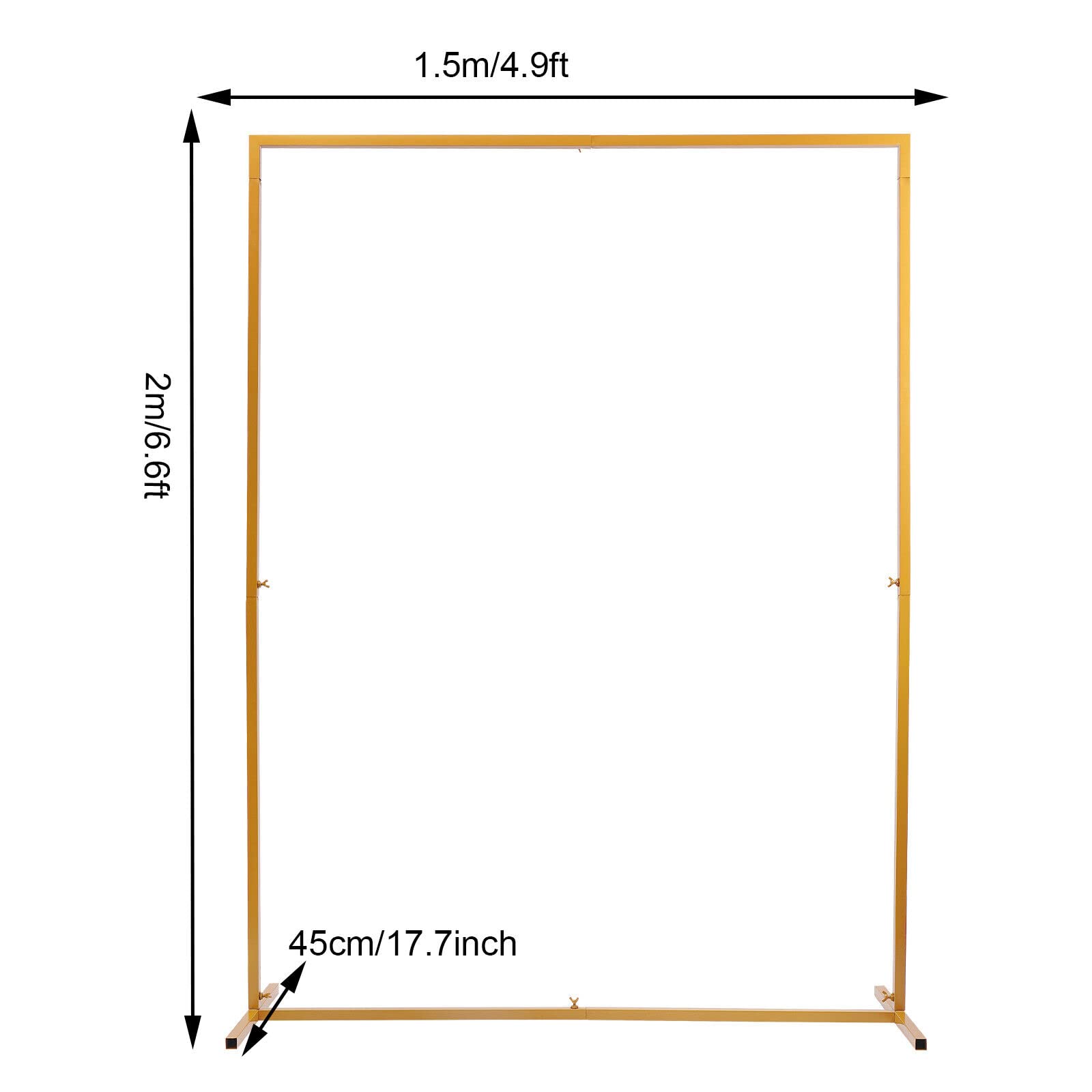 Gold Wedding Arch Backdrop Stand, 6.6FT x 4.9FT Garden Balloon Arch Rack, Square Balloon Backdrop Frame, Metal Wedding Arches, Rectangular Balloon Arch Stand, for Wedding, Ceremony, Anniversary, Party