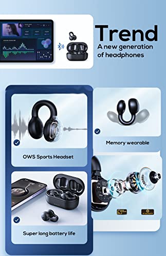 Wireless Ear-Clip Bone Conduction Headphones Bluetooth 5.3, Open Ear Clip on Earbuds,Waterproof Painless Mini Sport Earring Earphone, HiFi Quality/Long Battery Life