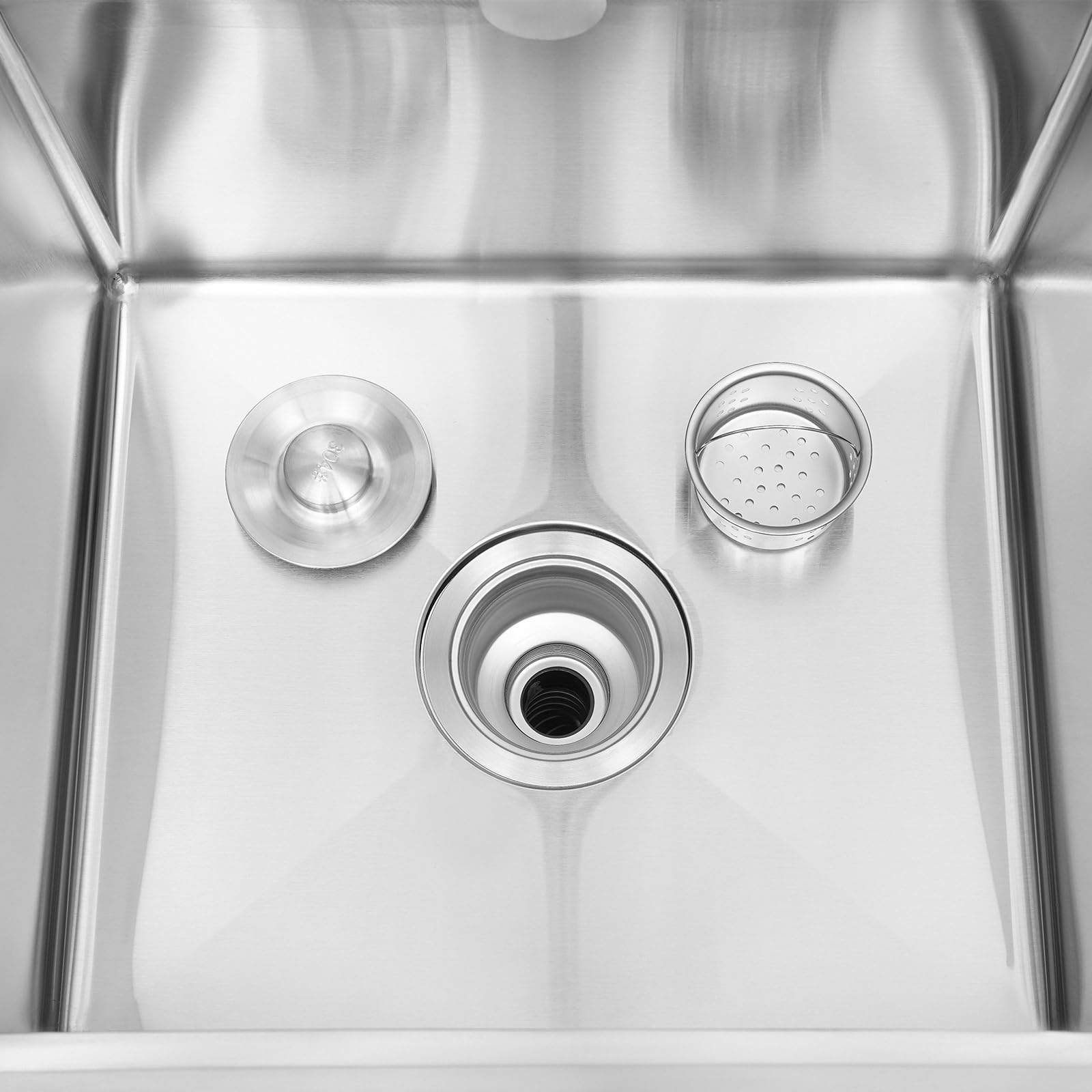 Single Bowl Kitchen Sinks, Commercial Restaurant Sink Prep Table with Faucet, 35.4" W x 21.2" D x 39.3" H Stainless Steel 1 Compartment Sink With Adjustment Feet For Restaurant, Laundry Room