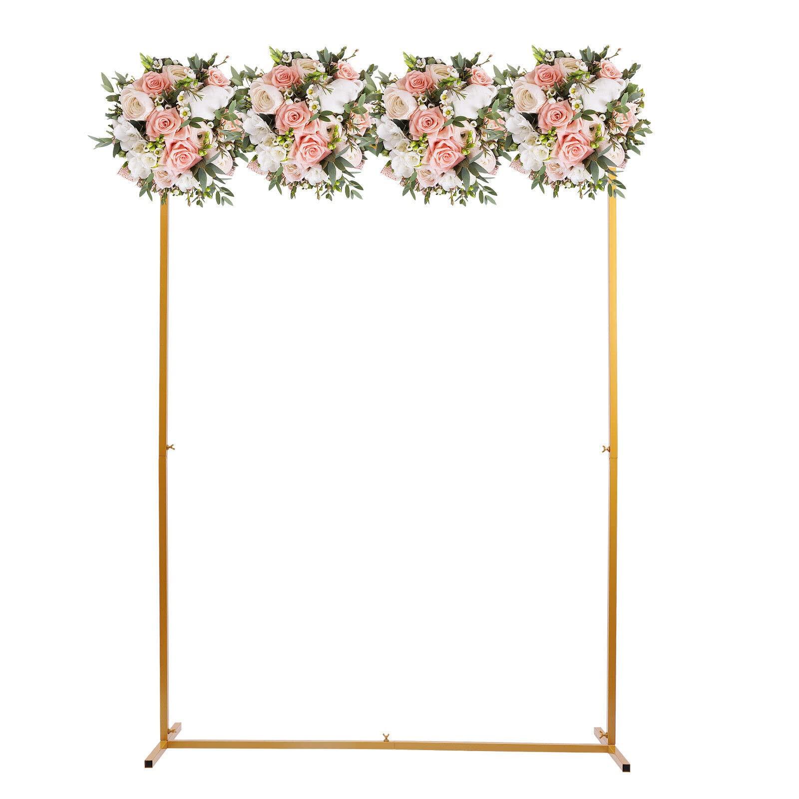 Gold Wedding Arch Backdrop Stand, 6.6FT x 4.9FT Garden Balloon Arch Rack, Square Balloon Backdrop Frame, Metal Wedding Arches, Rectangular Balloon Arch Stand, for Wedding, Ceremony, Anniversary, Party