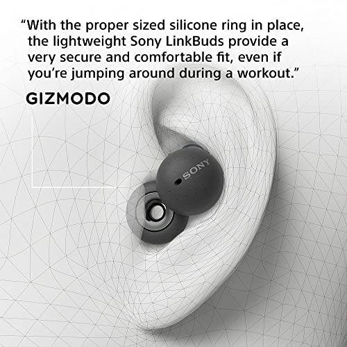 Sony LinkBuds Truly Wireless Earbud Headphones with an Open-Ring Design for Ambient Sounds and Alexa Built-in, Bluetooth Ear Buds Compatible with iPhone and Android, Gray