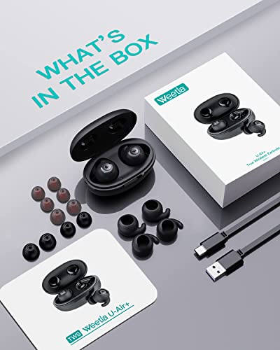weetla Wireless Earbuds, Bluetooth5.2 Deep Bass Headphones with 4 Mics, 30 Hours Playtime, IPX7 Waterproof Stereo Sport Earphones in-Ear Buds for iOS & Android Black