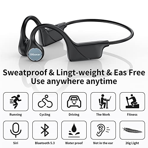Bone Conduction Headphones,Bluetooth 5.3 Headphones with Built-in mic,Wireless Open-Ear Headphones, IPX7 Waterproof Sport Headset for Running Cycling Workout Gym,New in 2022(Black)
