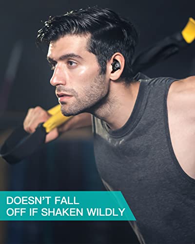 weetla Wireless Earbuds, Bluetooth5.2 Deep Bass Headphones with 4 Mics, 30 Hours Playtime, IPX7 Waterproof Stereo Sport Earphones in-Ear Buds for iOS & Android Black