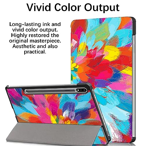 Berkin Arts Samsung Galaxy Compatible with Tab S8/S7 Case 11 Inch Model SM-X700/X706/T870/T875/T878Tri-Fold Stand Cover Cloisonnism Vibrant Expressive Colorful Energetic Brush