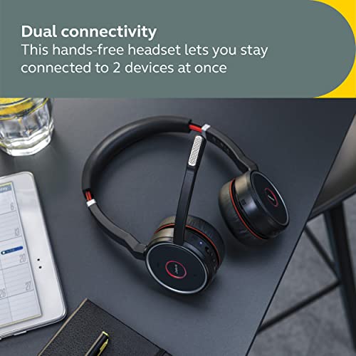 Jabra Evolve 75 SE Stereo Wireless Headset - Bluetooth Headset with Noise-Cancelling Microphone, Active Noise Cancellation - MS Teams Certified, Works with All Other Platforms - Black