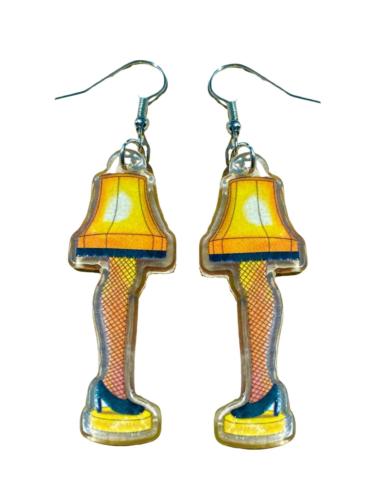 Cute Leg Lamp/ Pink Rabbit Pajamas, Fragile Box Earrings for Christmas, Tacky Sweater Parties, Teachers, Christmas Story Parties and More. Fun Pair of Christmas Earrings! Dangle Christmas Earrings for