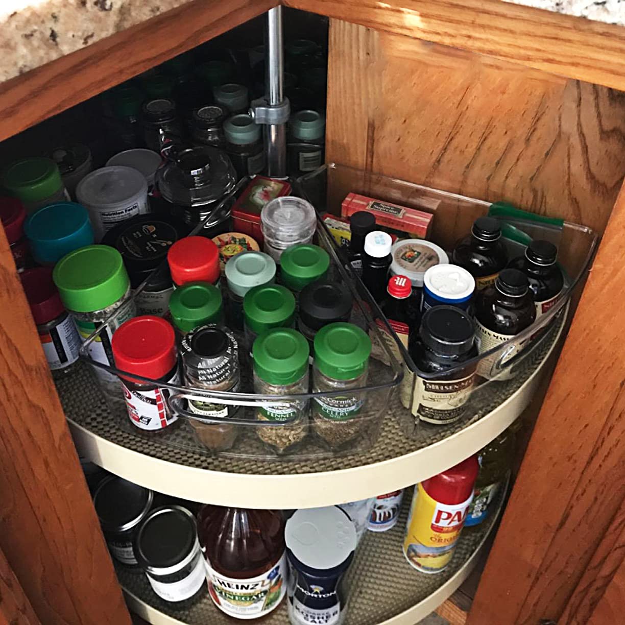 EAMAOTT Lazy Susan Organizer, Set of 4 Clear Transparent 10.2β x 9.4β x 4β Plastic Corner Kitchen Cabinet Storage Bins, 1/8 Wedge, 4" Deep Containers - Food Safe, BPA Free