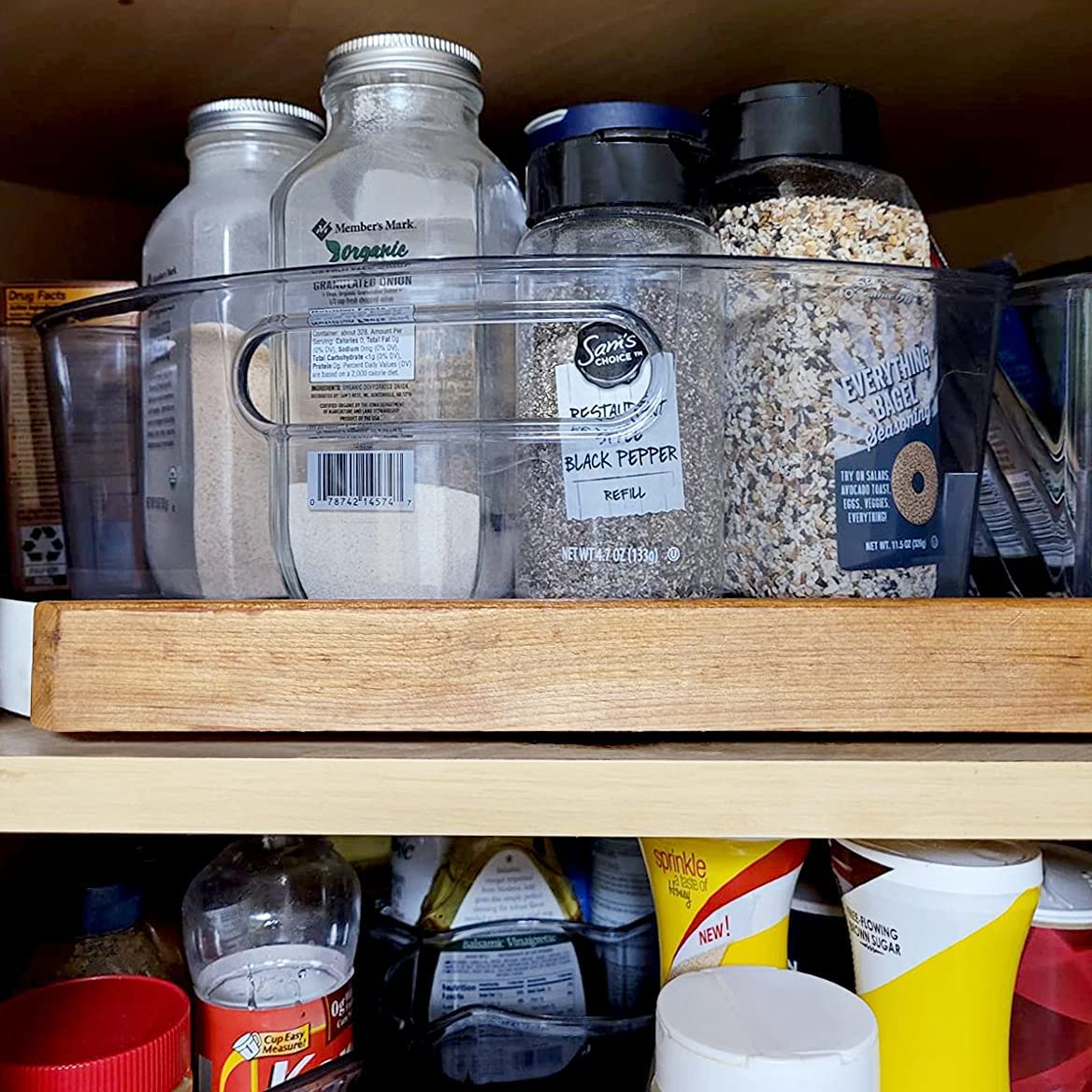 EAMAOTT Lazy Susan Organizer, Set of 4 Clear Transparent 10.2β x 9.4β x 4β Plastic Corner Kitchen Cabinet Storage Bins, 1/8 Wedge, 4" Deep Containers - Food Safe, BPA Free
