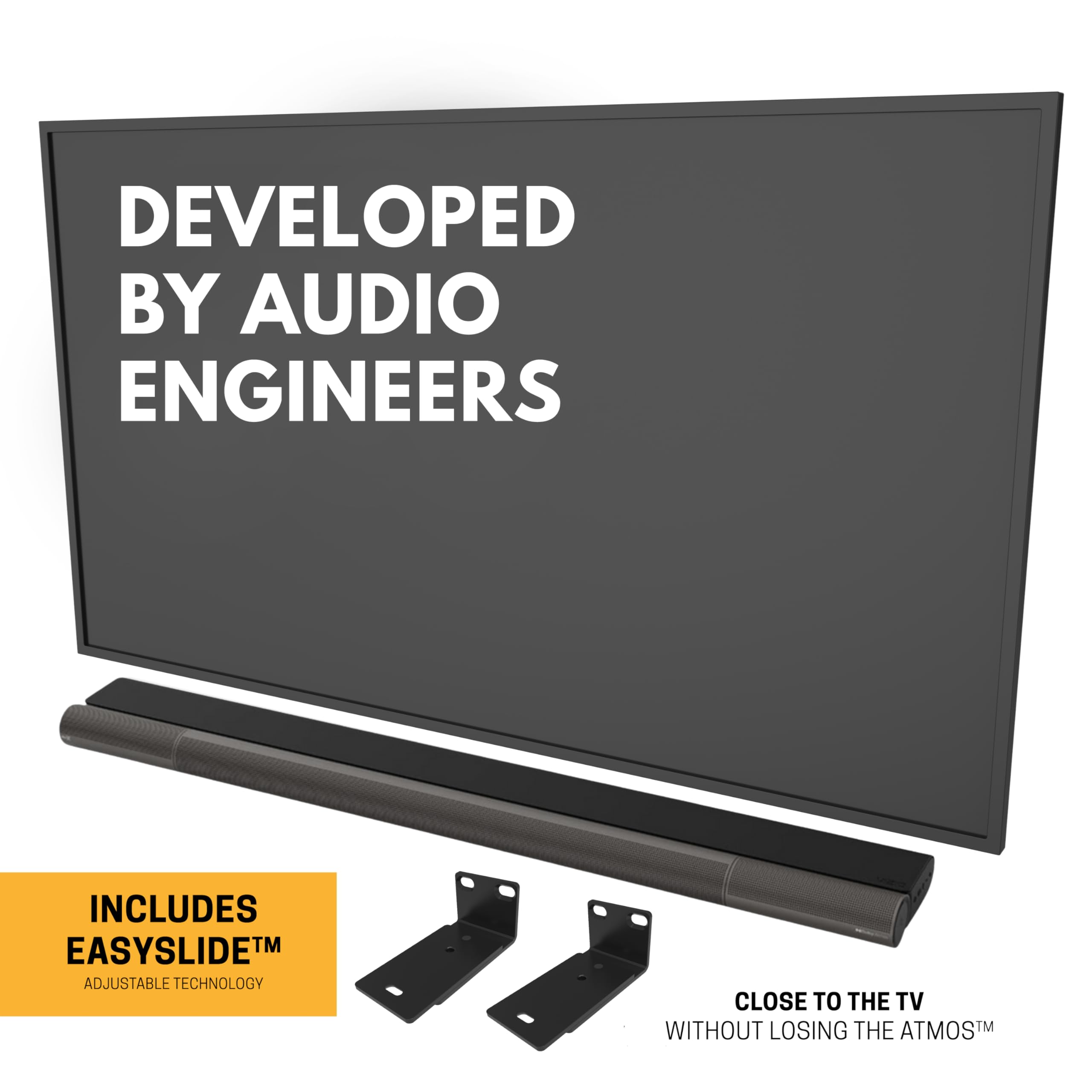 Universal Soundbar Wall Mount Bracket, Adjustable, Compatible with Most Brands, Includes All Mounting Hardware, Black
