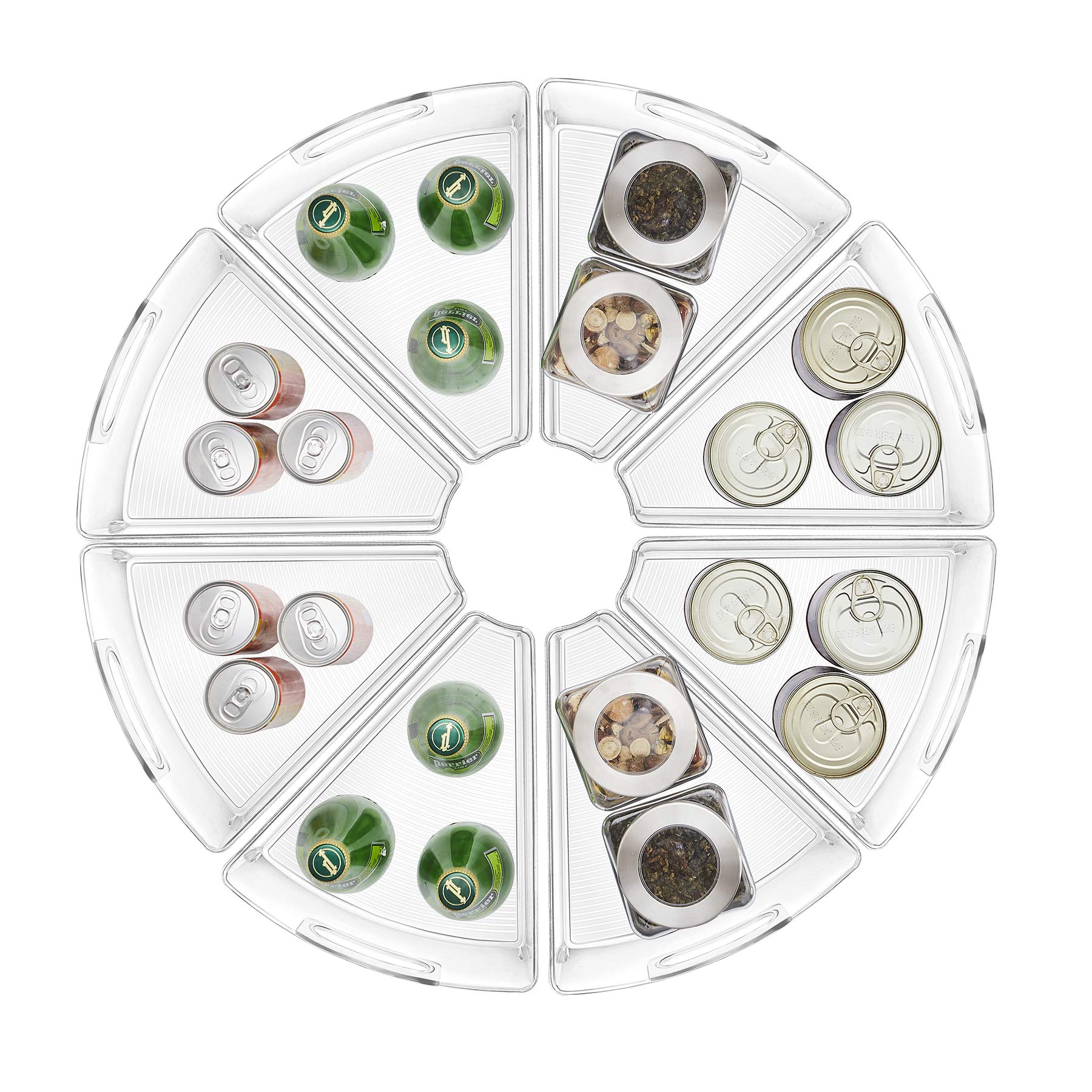 EAMAOTT Lazy Susan Organizer, Set of 4 Clear Transparent 10.2β x 9.4β x 4β Plastic Corner Kitchen Cabinet Storage Bins, 1/8 Wedge, 4" Deep Containers - Food Safe, BPA Free