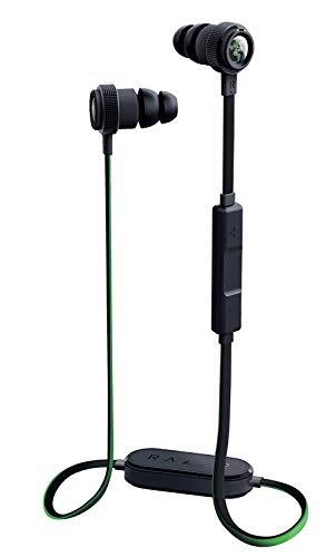 Razer Hammerhead Bluetooth Earbuds for iOS & Android: Sweat-Resistant Design - 8 Hr Battery - Custom-Tuned Dual-Driver Technology - in-Line Mic & Volume Control - Aluminum Frame - Matte Black/Green