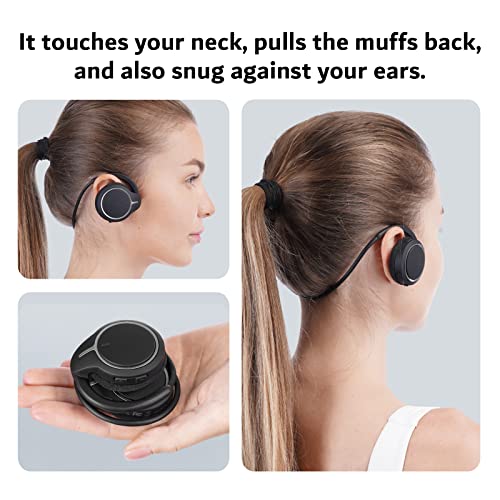 Cabor Over Ear Wireless Headphones Behind The Head β Soft Wrap Around Headphones with Microphone, 20-Hour Battery Life, Foldable for Workout, Office, Walking, and Running, Black