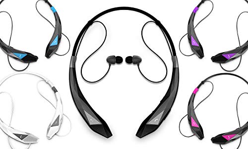 Aduro Amplify Pro SBN45 Wireless Stereo Around The Neck Earbud Headphone Headset (Black/Pink)