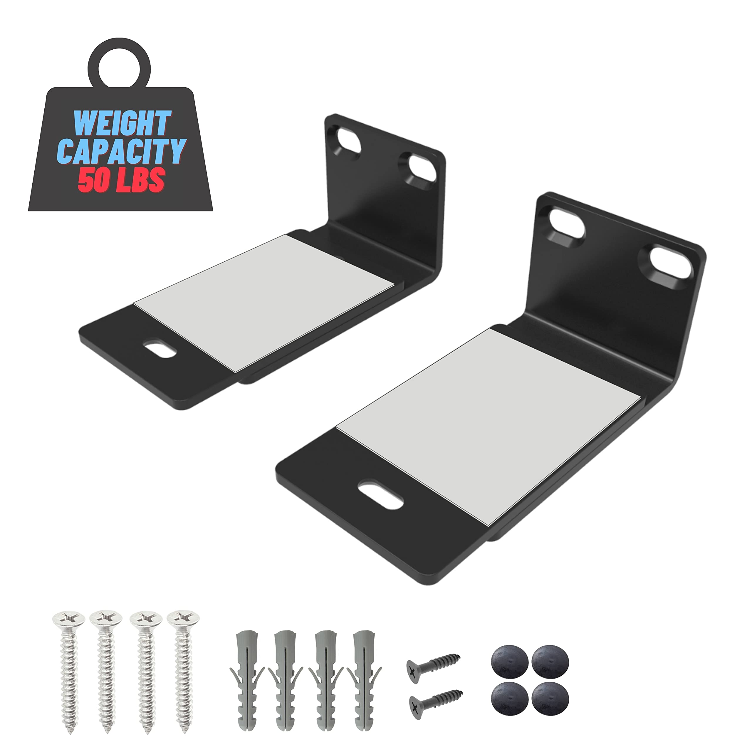 Universal Soundbar Wall Mount Bracket, Adjustable, Compatible with Most Brands, Includes All Mounting Hardware, Black