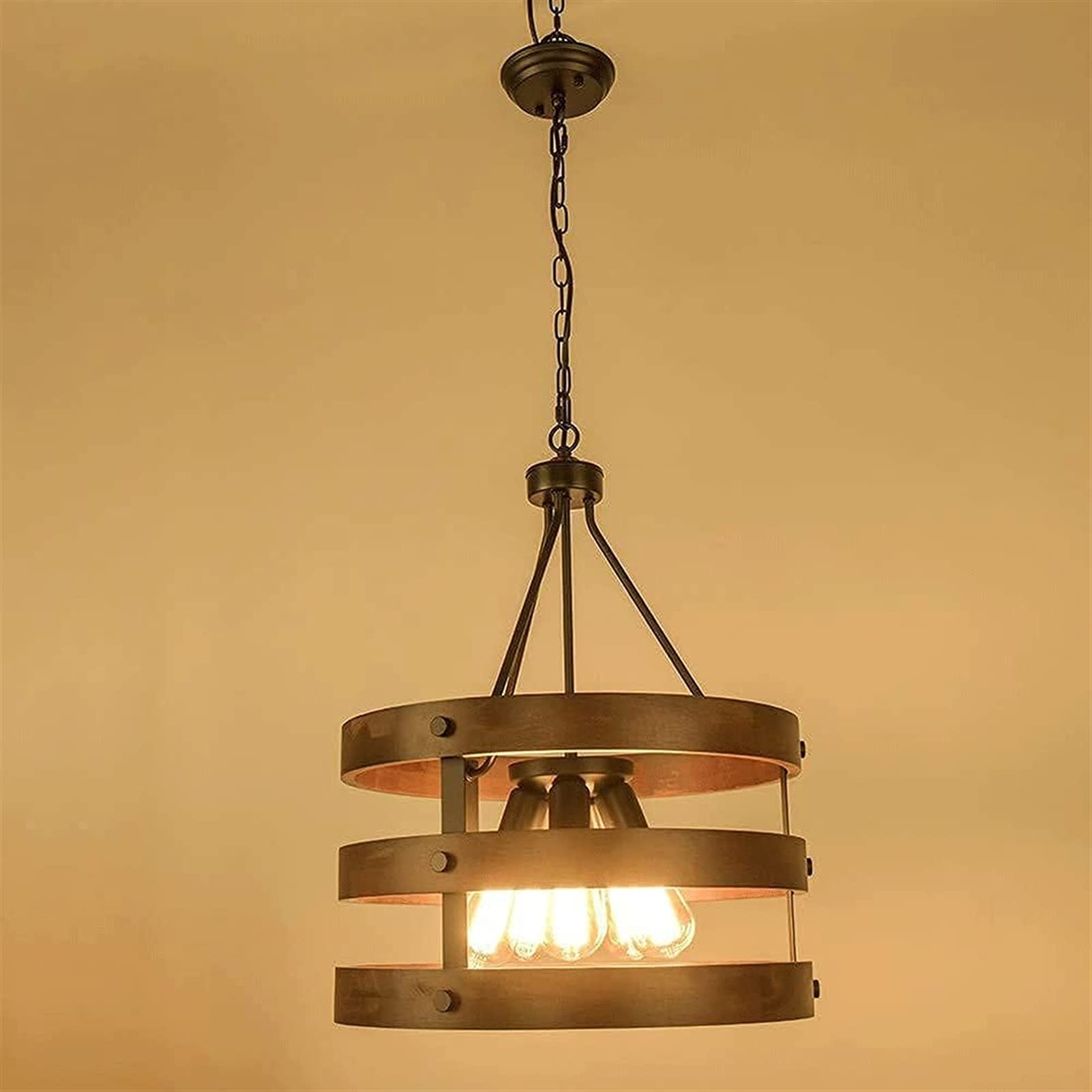 JewOss Chandeliers,Creative Personality Pendent Lamp, Wooden Chandelier, Industrial Retro 5 Light Creative Chandelier, Ceiling Light E27 Light
