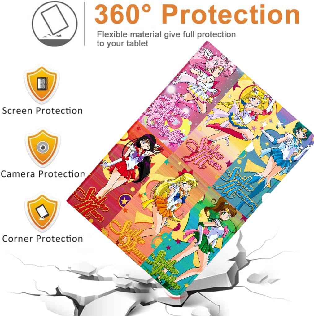 Cute Tablet Case for Samsung Galaxy Tab S7 FE/S8 Plus 2022/S7 Plus Case 12.4 Inch, Anime Cartoon Pattern Design Cases for Women, PU Leather Folio Back Cover Funda for SM-X800 X806 T970 T975, Comics 2