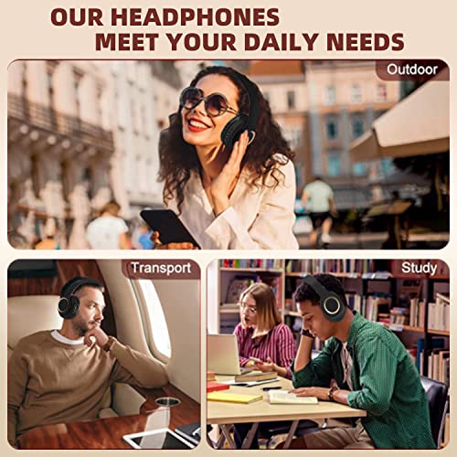 MOYICOW Bluetooth Headphones Over Ear with Microphone,BT Headphones,Foldable Wireless and Wired Stereo Headset Micro SD/TF, FM,Soft Earmuffs &Light Weight for Prolonged Wearing (Black)