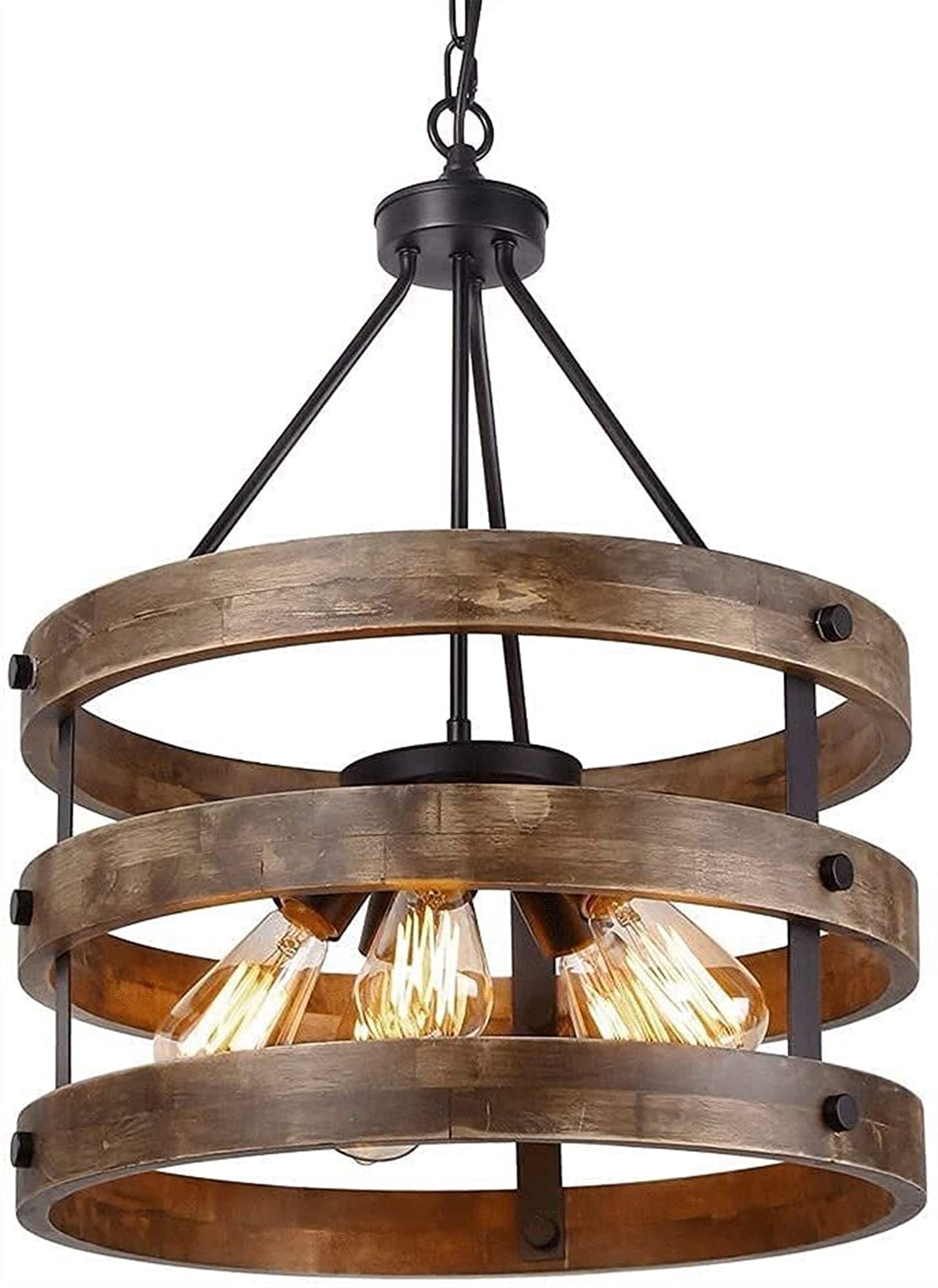 JewOss Chandeliers,Creative Personality Pendent Lamp, Wooden Chandelier, Industrial Retro 5 Light Creative Chandelier, Ceiling Light E27 Light