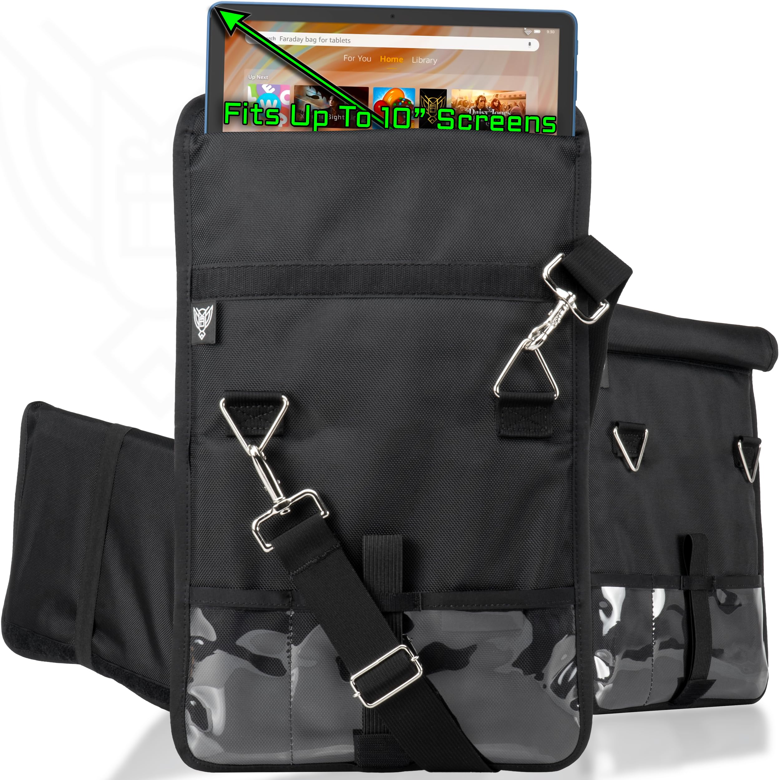 Xtreme Sight Line ~ Xecutive Faraday Bag for Tablets and Other Medium Size Electronics ~ Data Security for Executive Travel ~ Shoulder Strap Included ~ Tracking/Hacking Defense
