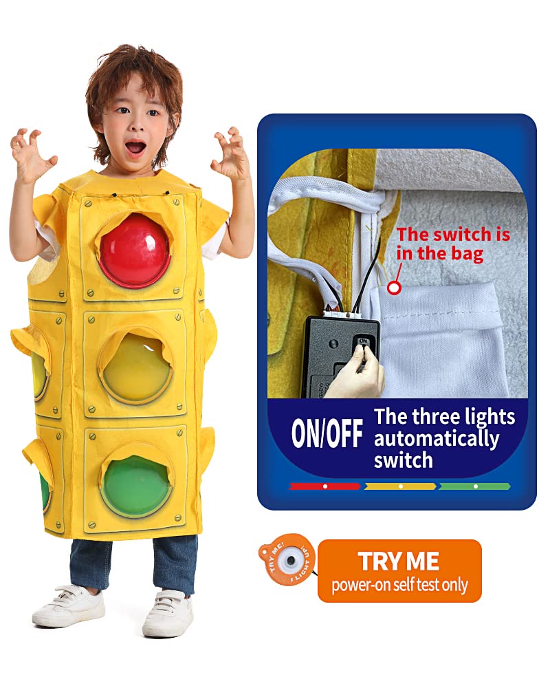 Seasons 3D Traffic Light Costume for Child 5-7 Years, Stop Light Lamp