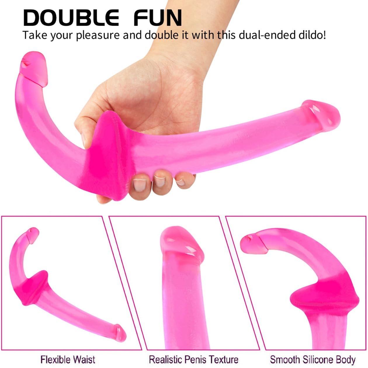 Double-Ended Silicone Suction Cup Realistic Classic Wand Pink(10.23-Inch) Game for Your Partner