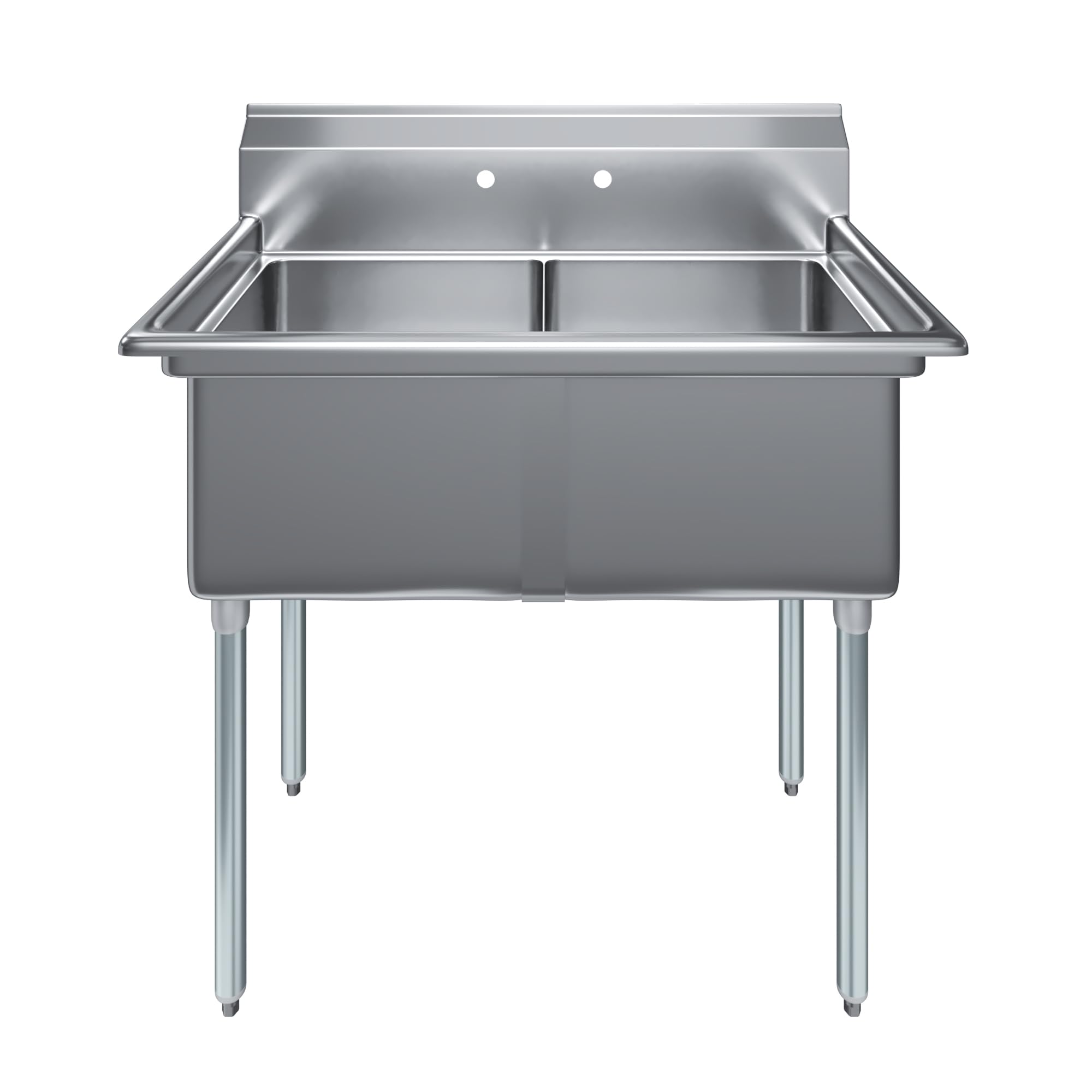 18" X 18" X 12" TWO COMPARTMENT STAINLESS STEEL COMMERCIAL KITCHEN PREP & UTILITY SINK | NSF (Without Side Drainboard)