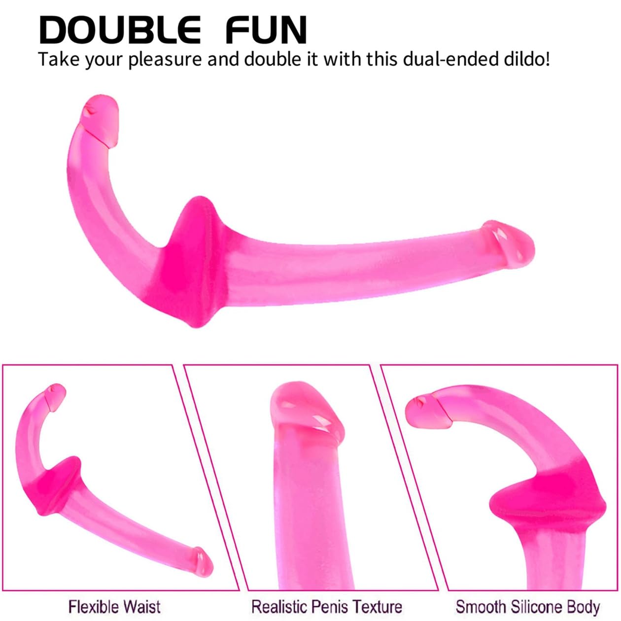 Double-Ended Silicone Suction Cup Realistic Classic Wand Pink(10.23-Inch) Game for Your Partner