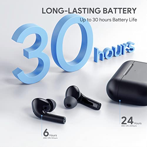 WMWYMX Wireless Earbuds, Active Noise Cancelling Headphones in-Ear Bluetooth Headsets with 4 Mics 30hrs Playtime Fast Charging Premium Sound for Sports IPX8 Waterproof Gaming/Sleeping Earphones