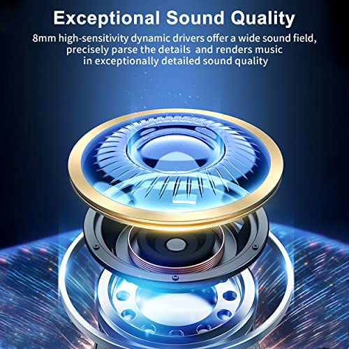 Wireless Earbuds Bluetooth Headphones 5.2 with 4-Mics Clear Call 50H Playback Waterproof Stereo Earphones with Wireless Charging Case IPX5 Waterproof in-Ear Headset for Workout/Home/Office Black