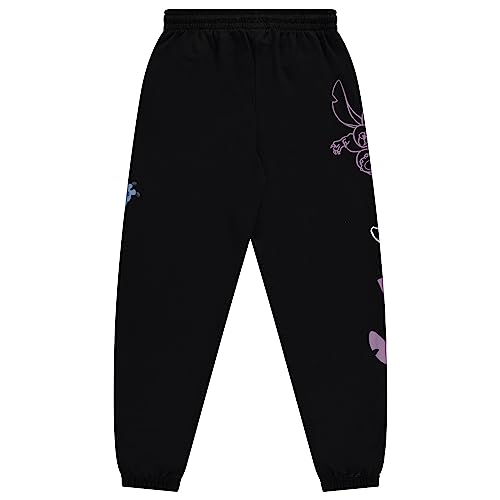 Disney Ladies Lilo and Stitch Joggers - Lilo and Stitch Varsity Athletic Jogger Sweatpants Lilo and Stitch Multi Print Sweatpants (Black, Large)