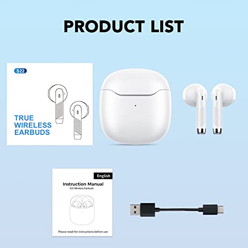 FAMOO Wireless Earbuds, Bluetooth 5.3 Headphones, Mini Bluetooth Earbuds with 35H Mini Charging Case, USB-C Fast Charging, Built-in Mics with Deep Bass, IPX7 Waterproof for Work, Travelā¦