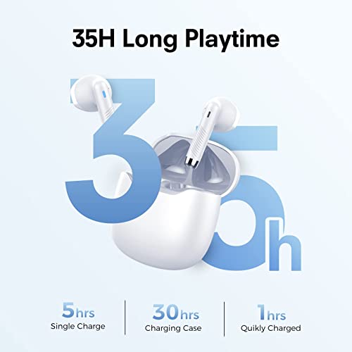FAMOO Wireless Earbuds, Bluetooth 5.3 Headphones, Mini Bluetooth Earbuds with 35H Mini Charging Case, USB-C Fast Charging, Built-in Mics with Deep Bass, IPX7 Waterproof for Work, Travelā¦