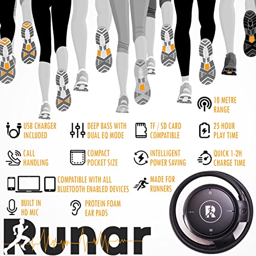Running Headphones Designed by Runners - Wireless Bluetooth V5.0 Neckband Earphones for Sport Exercise Jogging Gym Workout Marathon Headphones for Running