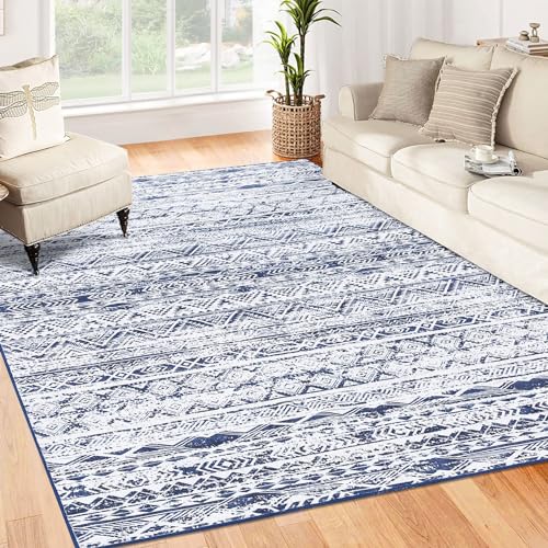 IMINROME Washable Rug 8x10 Bohemian Large Rug Abstract Area Rug for Living Room Washable Bedroom Rug Non-Shedding Large Area Rug Abstract Rug Non-Slip Carpet for Nursery Room Home Office