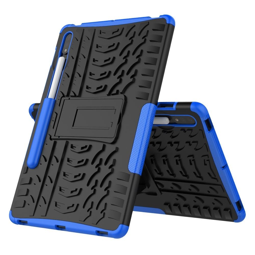 Armor Tablet Stand Cover Suitable for Samsung Galaxy Tab S7 Fe SM-T730 T733 T736B 12.4“ 2021 TPU+PC Case (Color : Blue, Size : S7fe T730 T733 T736B)