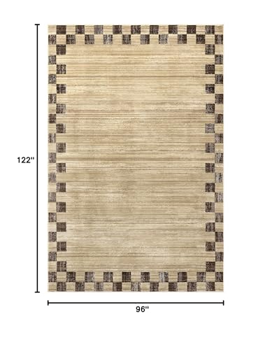 Rugs USA x Arvin Olano Pompeii Checked Border Area Rug, 8x10, Brown