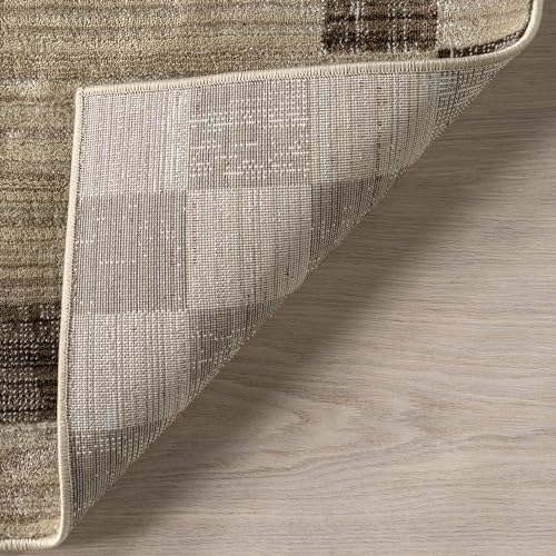 Rugs USA x Arvin Olano Pompeii Checked Border Area Rug, 8x10, Brown