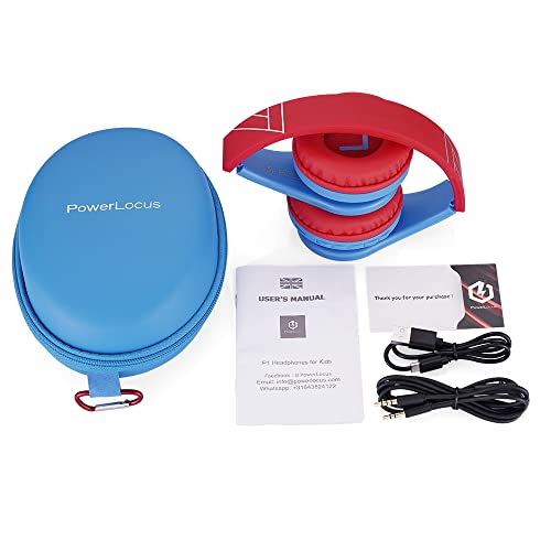 PowerLocus Bluetooth Headphones for Kids, Wireless Foldable Headphones Over Ear, Headphone with Microphone, 85DB Volume Limit, Wireless and Wired Headset with Micro SD, FM for Cellphones, Tablets, PC