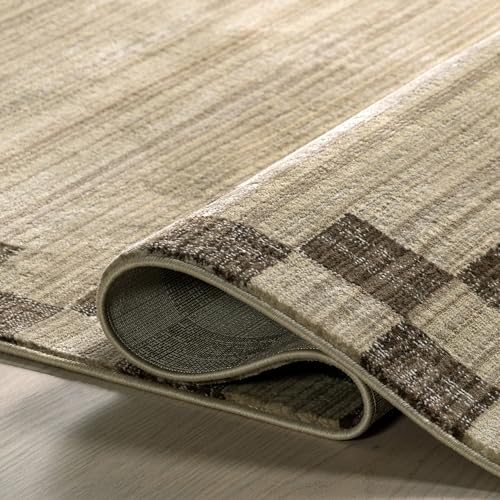Rugs USA x Arvin Olano Pompeii Checked Border Area Rug, 8x10, Brown