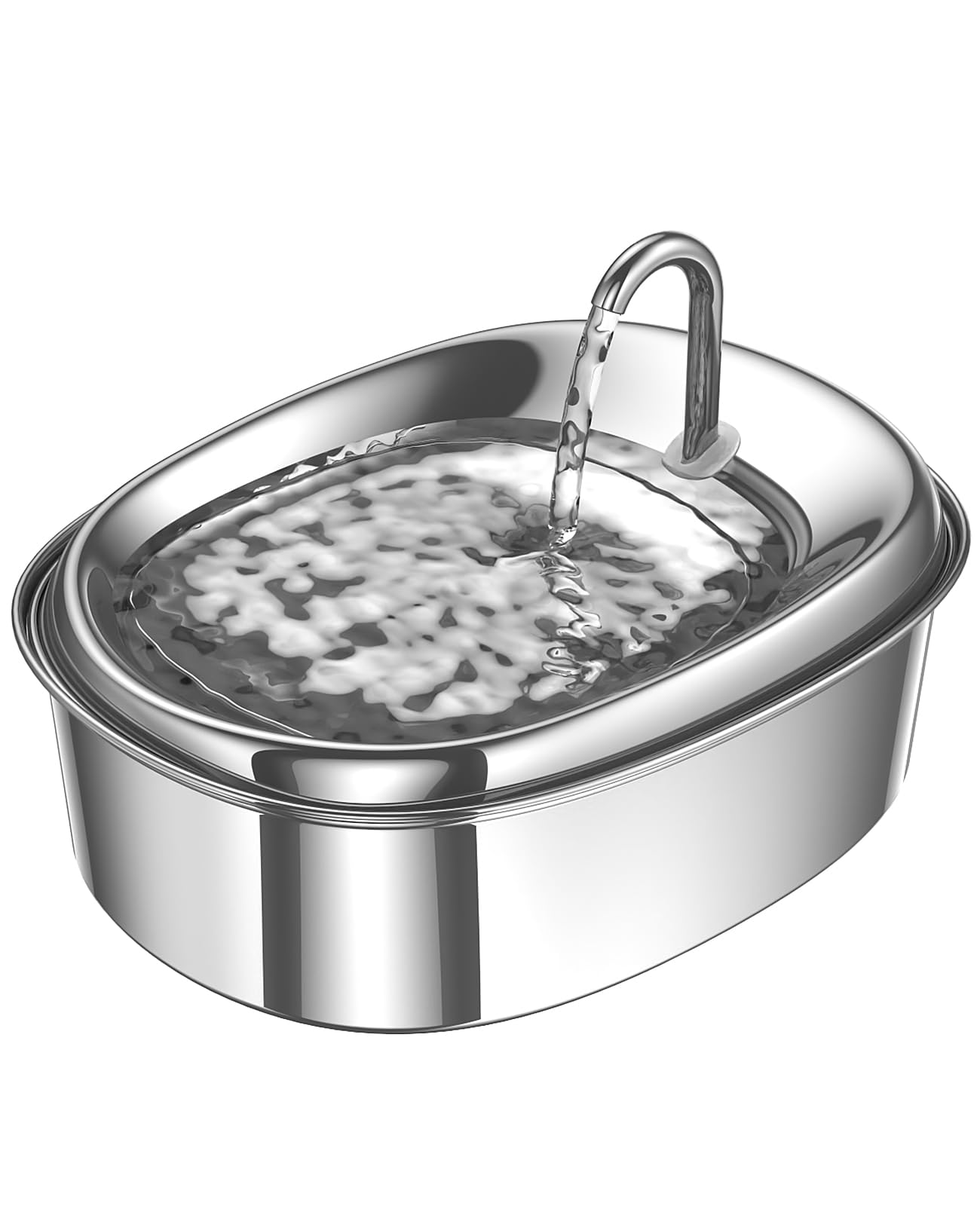 Veken Innovation Award Winner - 85oz/2.5L Oval Stainless Steel Pet Fountain, Automatic Cat and Dog Water Dispenser for Cats, Dogs, Cat Water Fountain, Multiple Pets