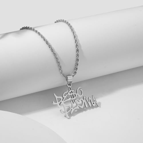 Holy rose Rapper Necklace with Rope Chain Merch Outfit Signature Neckace for Men women Gift for Fans(wihte)
