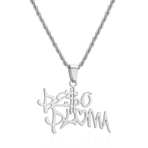 Holy rose Rapper Necklace with Rope Chain Merch Outfit Signature Neckace for Men women Gift for Fans(wihte)