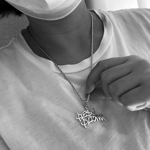 Holy rose Rapper Necklace with Rope Chain Merch Outfit Signature Neckace for Men women Gift for Fans(wihte)