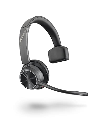 Poly (Plantronics + Polycom) Voyager 4310 UC Wireless Headset (Plantronics)-Single-Ear Headset w/Mic-Connect to PC/Mac via USB-A Bluetooth Adapter,Cell Phone via Bluetooth,Black,218470-02
