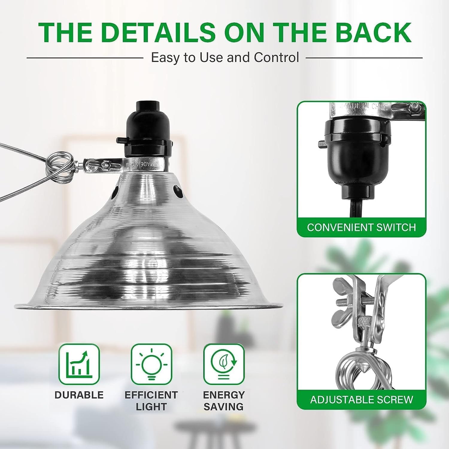 Simple Deluxe Clamp Lamp Light Socket with 8.5 Inch Aluminum Reflector, Suit for Max 150 Watt Lamp (No Bulb Included) with 18/2-Gauge 6 Feet Cord, 1-Pack