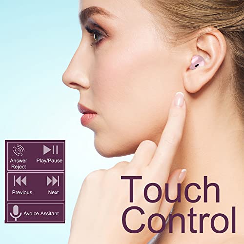 eleror Invisible Wireless Blue Tooth Earbuds Mini Earpiece Small Ear Buds Semi in-Ear Headphone Touch Control for Work, Home, Music, Audiobooks and Podcasts(Ivory)