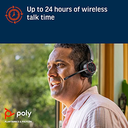 Poly (Plantronics + Polycom) Voyager 4310 UC Wireless Headset (Plantronics)-Single-Ear Headset w/Mic-Connect to PC/Mac via USB-A Bluetooth Adapter,Cell Phone via Bluetooth,Black,218470-02